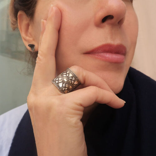 Sterling Silver Band RING with Spring Colors - Virginia Arias Jeweler Soul